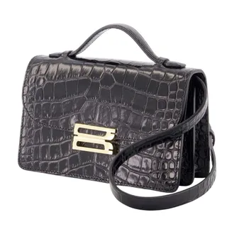 Victoria Beckham Womens Dorian Small Shoulder Bag - Victoria Beckham Leather Black Calfskin Shoulder-Hobo-Bags