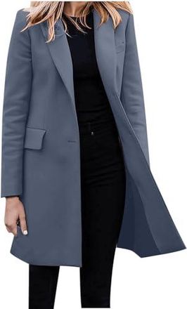 Generic L9WEI Blazer long pour femme &eacute;l&eacute;gant veste de costume ouverte mode cardigan surdimensionn&eacute; blazer femmes hiver temp&eacute;rament mode cardigan stretch basiq