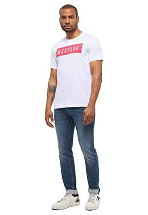Mustang Jeans Alex C Logo Tee T-Shirt, General White 2045, L Femme