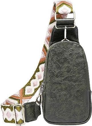 Generic Sac à bandoulière en cuir synthétique tissé à la main pour femme, quatre loisirs, polyvalent, couleur unie, style ethnique, Vert, Taille unique