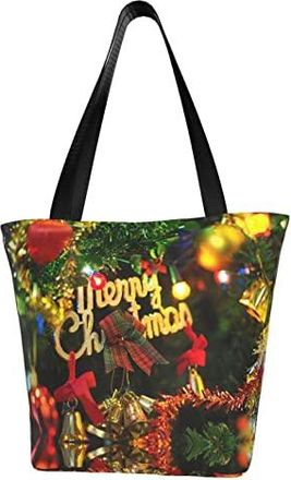 AOOEDM Sac fourre-tout Joyeux No&euml;l Sacs &agrave; provisions Petit sac de march&eacute; r&eacute;utilisable Sacs fourre-tout de plage Sacs de voyage