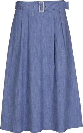 Marie M&eacute;ro Femme, Jupes, Bleu, Taille: 44 FR Wide Belted Denim Skirt