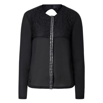 Philipp Plein Femme, Blouses et Chemises, Noir, Taille: 46 FR LS Top Louane Ditrim