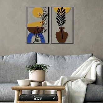 Hanah Home Stylish Decorative Metal Wall Accessory, 80.5 x 63.5 cm | Durable 1.2 mm Metal & 3 mm Wood | Perfect for Modern Home Decor & Unique Accents