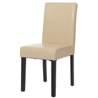 Mendler Esszimmerstuhl Littau, K&uuml;chenstuhl Stuhl, Kunstleder - Creme, dunkle Beine