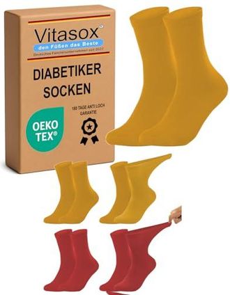 Vitasox Lot de 4, 6, 8, 10 paires de chaussettes diabétiques pour femme - En coton - Sans élastique et extra larges - Facile dentretien - Anti-coupure et anti
