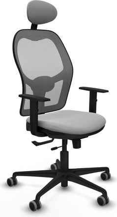 Piqueras y Crespo Hellgrauer Chorquera Stuhl mit 1D-Armen, h&ouml;henverstellbarer Lendenwirbelst&uuml;tze und festem Kopfteil, ausgestattet mit Syncro/Traslack und eingespritzte