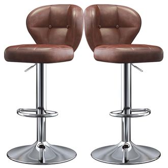 Generic 2Er-Set Drehbare Barhocker Aus Pu-Leder (62-82 cm), H&ouml;henverstellbar, mit Gepolsterter R&uuml;ckenlehne, Ideal f&uuml;r K&uuml;cheninseln und Bars