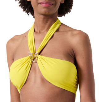 Pinko Amaryllis Tecno Jersey Bikinioberteil f&uuml;r Damen mit V&ouml;geln, H17_gelb Butterblume, M