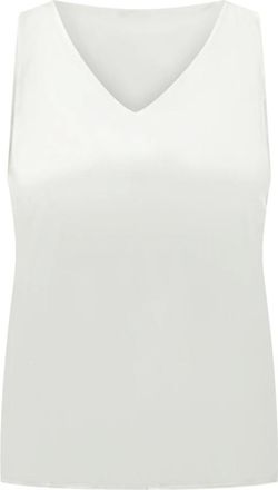 Emporio Armani Femme, Blouses et Chemises, Blanc, Taille: 36 FR Top col en V en satin de soie