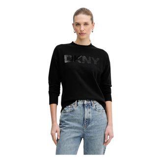 DKNY Pullover mit Pailletten-Logo - - Knitwear - Damen - Schwarzk - XS