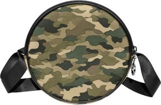 Generic Sac &agrave; bandouli&egrave;re Circle pour femme, petit sac &agrave; bandouli&egrave;re camouflage avec fermeture &eacute;clair, bretelles r&eacute;glables, sac &agrave; main rond d&eacute;contract&eacute; pour f