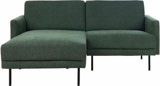 Beliani Ecksofa Dunkelgrün Stoff Rechtsseitig 2-Sitzer Sofa mit Schwarzen Metallfüßen Glamour Modern Wohnzimmer Büro Arbeitszimmer Wohnküche Esszimmer