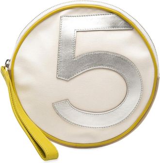 Chanel Clutches - CC Canvas and Metallic Calfskin No. 5 Wristlet Pou - Gr. unisize - in Braun - für Damen