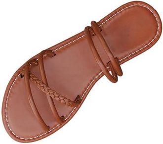 Generic Sandales plates d&eacute;contract&eacute;es et &eacute;l&eacute;gantes pour femme - Bout ouvert - Couleur unie - Classique - Antid&eacute;rapantes - L&eacute;g&egrave;res et confortables - Pour l&eacute;t&eacute; 