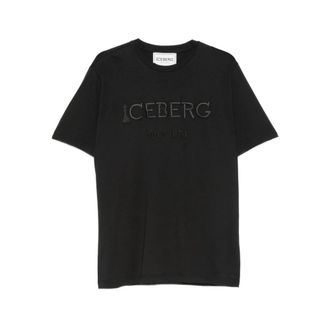 Iceberg Logo T-Shirt - - Tops - Herren - Schwarzk - 2XL