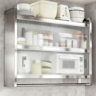 Generic Metallschrank H&auml;ngeschrank K&uuml;che Aus Edelstahl Gefertigt Mit Aufh&auml;ngestange Halbtransparente Schiebet&uuml;r L&auml;nge: 60/70/80/90/100/120 cm Gartenschrank Me