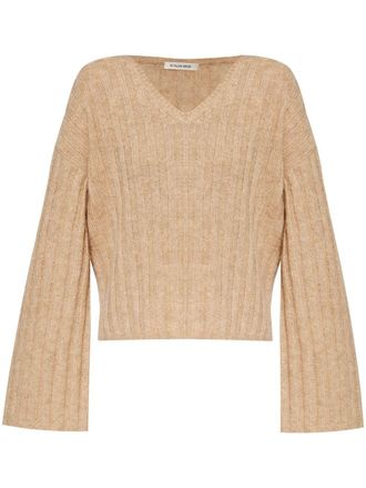 By Malene Birger Grob gerippter Pullover mit V-Ausschnitt - Nude