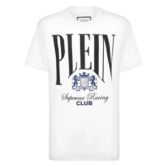 Philipp Plein Jersey T-shirt Rundhals SS Cars Racing - - Tops - Herren - Wei&szlig; - 4XL