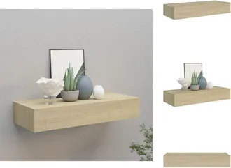vidaXL Wandregal mit Schublade Eichen-Optik 60x23,5x10 cm mdf - Wand Regal - Regal Mit Schublade - Holz Optik - Eiche Farbton - Wohnzimmer M&ouml;bel