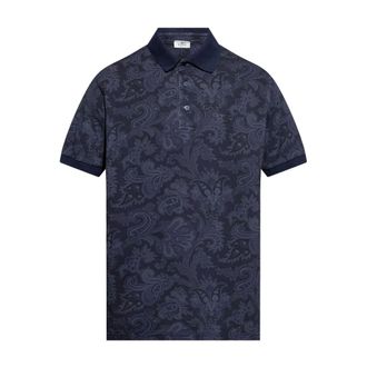 Etro Homme, Tops, Bleu, Taille: XL Polo en Coton avec Imprim&eacute; Cachemire Floral
