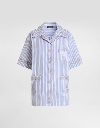 Dolce & Gabbana Cotton Shirt With Flower Embroidery - Frau Blusen Und Tops Mehrfarbig 40