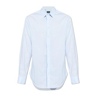 Giorgio Armani Hemd aus Stretchmaterial mit Kragenst&auml;bchen - - Shirts - Herren - Blau - L