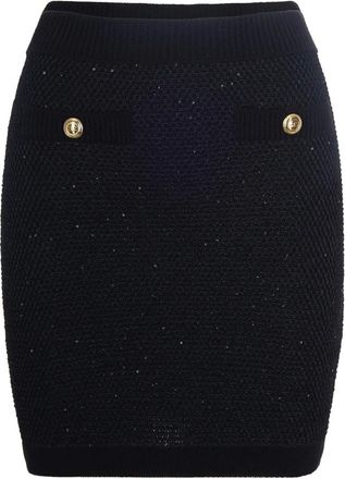 Elisabetta Franchi Femme, Jupes, Noir, Taille: 42 FR Jupe en Laine Noire