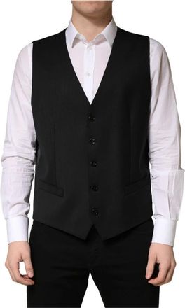 Dolce & Gabbana Homme, Costumes, Noir, Taille: M Gilet Crois&eacute;