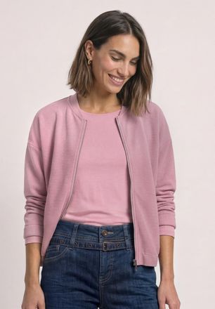 Street One Cardigan STREET ONE, Damen, Gr. 34, rosa (vintage blush), Stoff, 98% Polyester, 2% Elasthan, unifarben, normal normal, Rundhals, elastischer Bund, Str