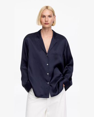 Arket Hemd Aus Seidensatin -Blau