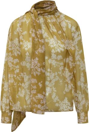 Elisabetta Franchi Femme, Blouses et Chemises, Jaune, Taille: 42 FR Blouse en voile de soie imprim&eacute;e