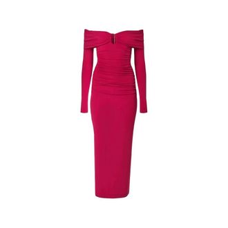 Carolina Herrera Kleid mit schulterfreiem Ausschnitt und langen &Auml;rmeln - - Dresses - Damen - Rot - M