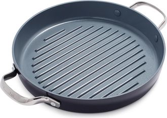 GreenPan Valencia Pro Harteloxierte Gesunde Keramik Antihaft 28 cm Runde Grillpfanne, PFAS-frei, Induktion, Spülmaschinenfest, Backofenfest, Grau