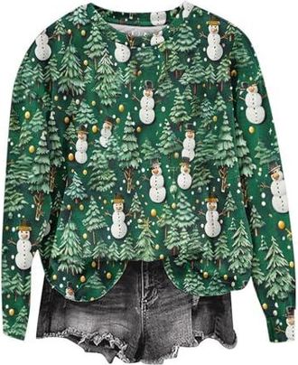 Generic 2025 Sweat de Noel Femme Pull Noel Rigolo Imprimé Hiver Pull Noël Femme Drole Pullover De Noël Femmes Moche Ugly Pulls Noels Rigolo Sweat Polaire Femm