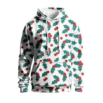 Generic Sweat à capuche de Noël amusant pour homme - Grande taille - Haut à manches longues - Costume de Noël tendance - Cadeau de vacances avec poches, vert 
