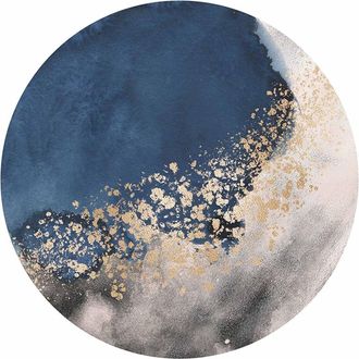 Generic L&auml;ufer-Teppich rund f&uuml;r Wohnzimmer modern minimalistisch 80cm 100cm 120cm 140cm 160cm 180cm 200cm Blau Grau Gold Teppich f&uuml;r Schlafzimmer Terrasse Woh