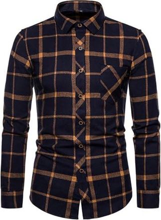 Generic Chemise de bûcheron à carreaux pour homme, coupe classique, à manches longues, en flanelle, à carreaux, style décontracté, pour affaires, bureau, trav