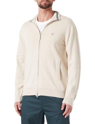 GANT Herren Classic Cotton Zip Cardigan KLASSISCHER BAUMWOLLCARDIGAN MIT REI&szlig;VERSCHLUSS, Ochre Melange, XS