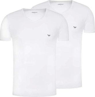 Emporio Armani Homme, Tops, Blanc, Taille: L Lot de deux T-shirts de d&eacute;tente &agrave; col en V en jersey stretch