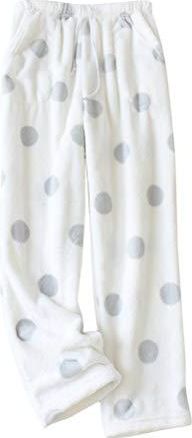 Onsoyours Pyjama Femme Homme Polaire Pantalon Hiver Taille Haut Chaleur Intérieur Bas Super Doux Confortable Automne Ample Velours Fourrure Élastique B Blanc L