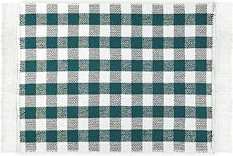 WohnDirect Tapis de Cuisine &agrave; Carreaux 50 x 75 cm Essence pour Cuisine, Couloir, Salon - Tapis de Cuisine Lavable en Machine - Tapis en 100% Coton avec Franges l