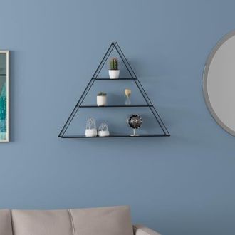 Hanah Home Stylish Black Wall Shelf, 60 cm x 9 cm x 70 cm | 100% Metal Frame | Perfect for Modern Home Decor, Organizing & Displaying Items