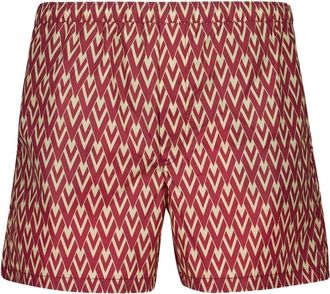 Valentino Garavani Homme, Maillots de bain, Rouge, Taille: XL Toute la V Print Swim Shorts