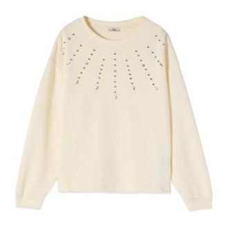 Oltre SweaT-shirt Scuba avec Clous - Femme - Sweatshirts et sweats &agrave; capuche - Beige - Taille: 36 FR