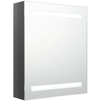 vidaXL LED-Spiegelschrank f&uuml;rs Bad Gl&auml;nzend Grau 50x14x60 cm - Vidaxl