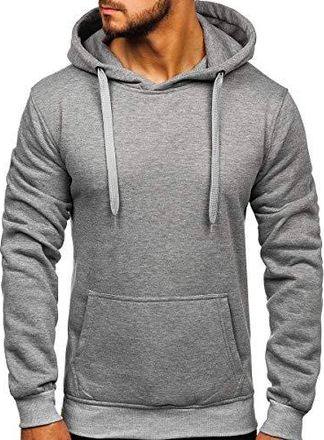 BOLF Homme Sweat-Shirt a Capuche Hoodie Sweat Manches Longues Temps Libre Sport Fitness Outdoor Basic Casual Style 2009A Gris XL [1A1]