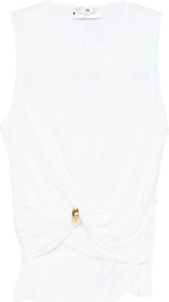 Elisabetta Franchi Femme, Tops, Blanc, Taille: 40 FR Sleeveless Ruched Detail Top
