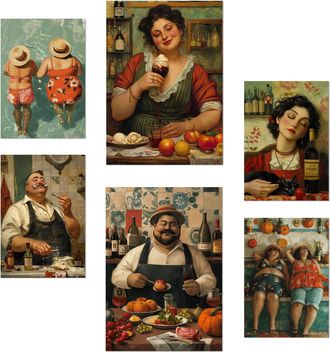 Nacnic 6er-Set Italienischer Sommer Poster mit Designillustrationen zur Dekoration der Wände Ihres Zuhauses. Räume A3 und A4 Rahmenlos