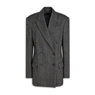 Brunello Cucinelli Zweireihiger Fischgr&auml;ten-Blazer - - Jackets - Damen - Schwarzk - L